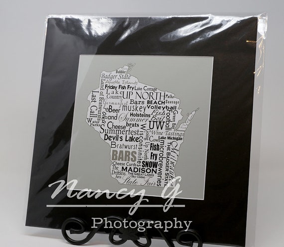 Matted Print Wisconsin Slogans Word Art Typography Map - Etsy