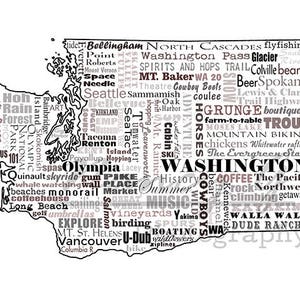 Washington State Slogans, Word Art, Typography, Map, Washington ...