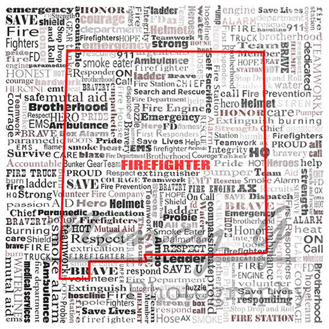 Firefighter Word Art Typography States Shape Colorado - Etsy