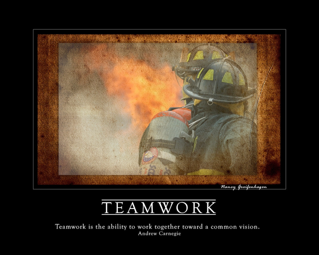 Teamwork Firefighter Inspirational Fine Art Print Artwork Home and ...