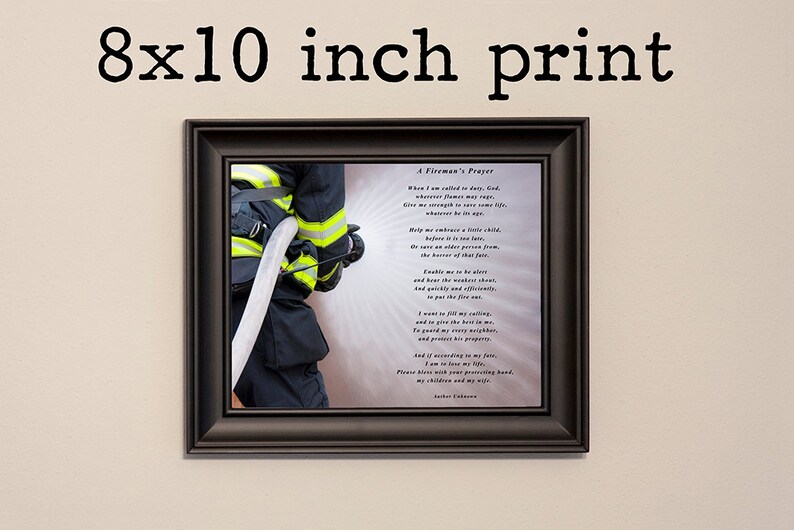 Firemans Prayer, Firefighter Prayer Print, Firefighter Wall Art, Prayer ...
