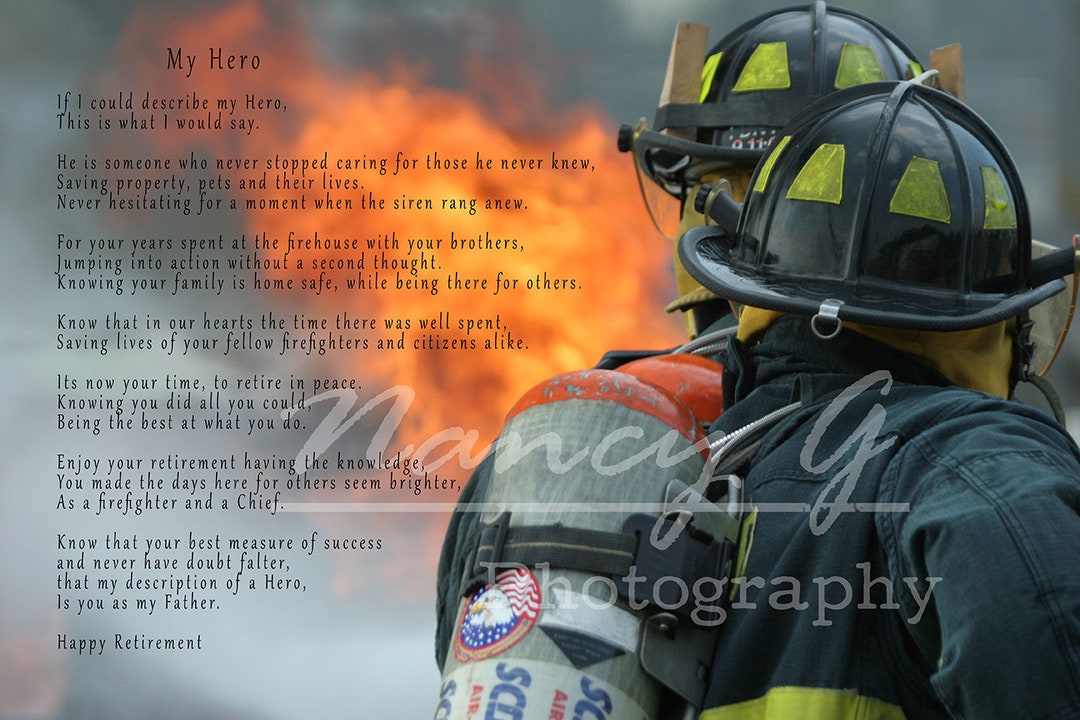 Firemans Retirement Poem, Firefighter Gift, Hero, Chief, Retire ...