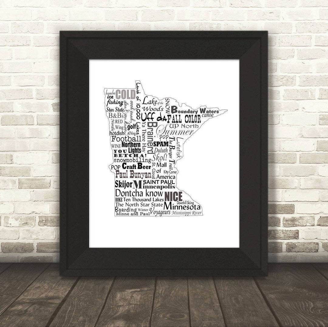 Minnesota Slogans, Word Art, Typography, Map, Minnesota, Minnesota ...