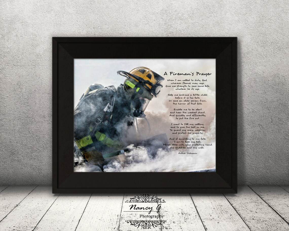 Firemans Prayer, Firefighter Prayer Print, Firefighter Wall Art, Prayer ...