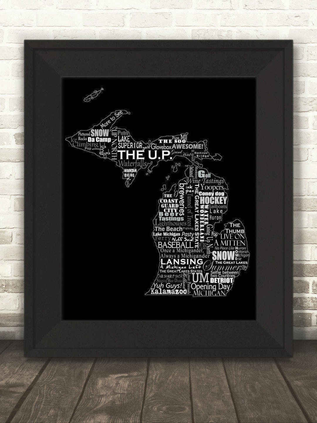 Michigan Slogans, Word Art, Typography, Map, Michigan, Michigan Print ...