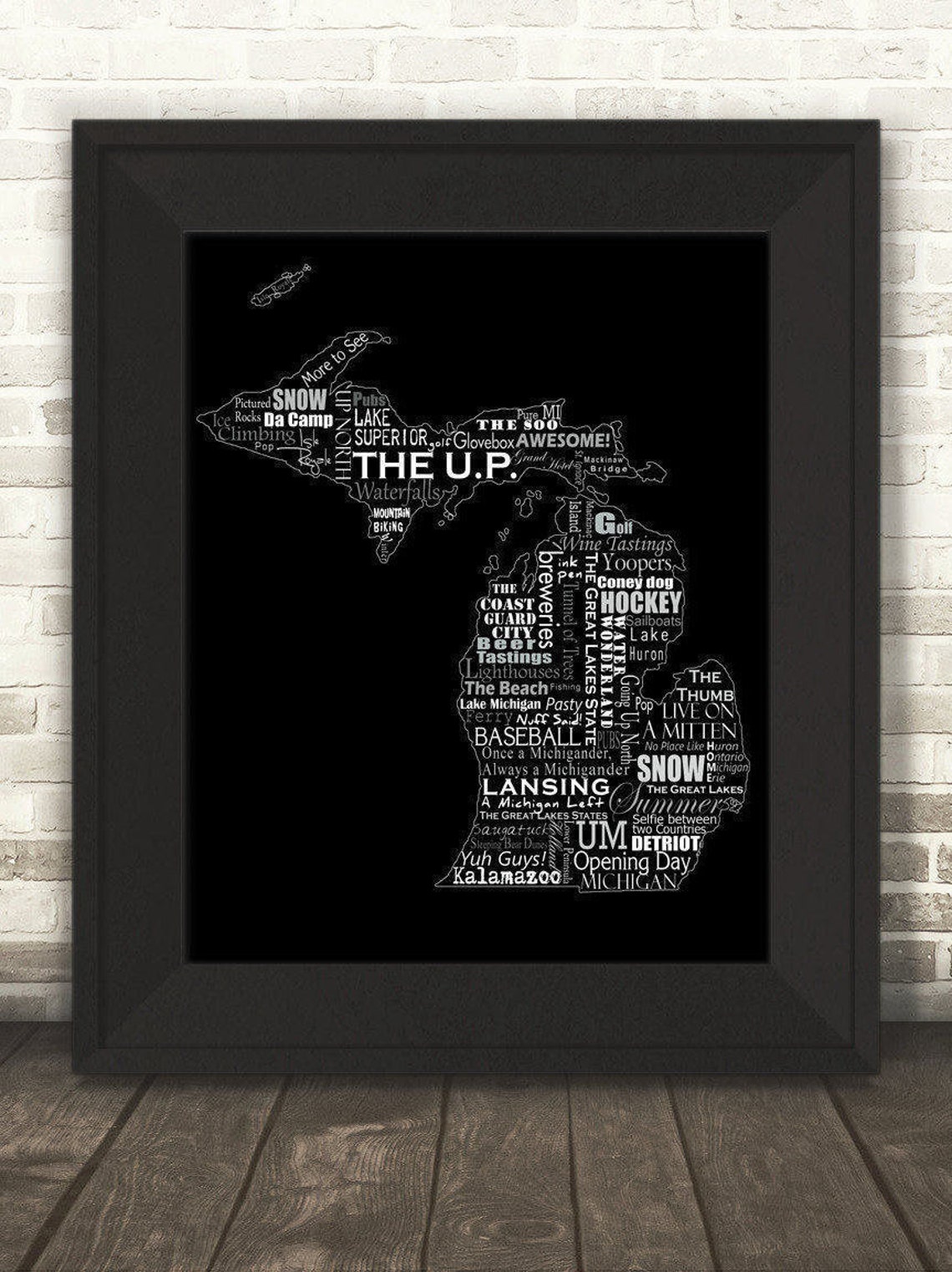 Michigan Slogans, Word Art, Typography, Map, Michigan, Michigan Print ...
