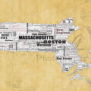 Massachusetts Slogans, Word Art, Typography, Map, Massachusetts ...
