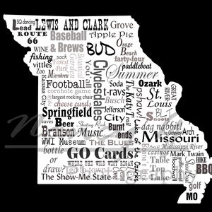 Missouri Slogans, Word Art, Typography, Map, Missouri Print, MO, Fine ...