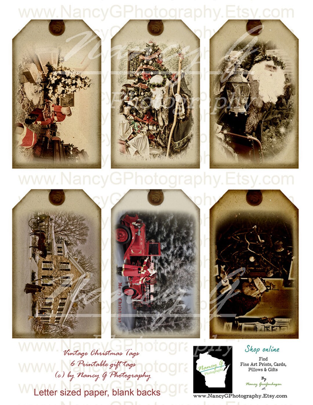 Christmas Gift Tags, Downloadable Printed Art, Color Photo, Printable ...