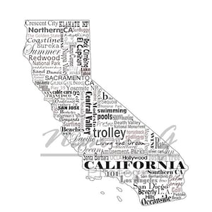 State California, Word Art, Downloadable Printed Art, Wall Art Graphics ...