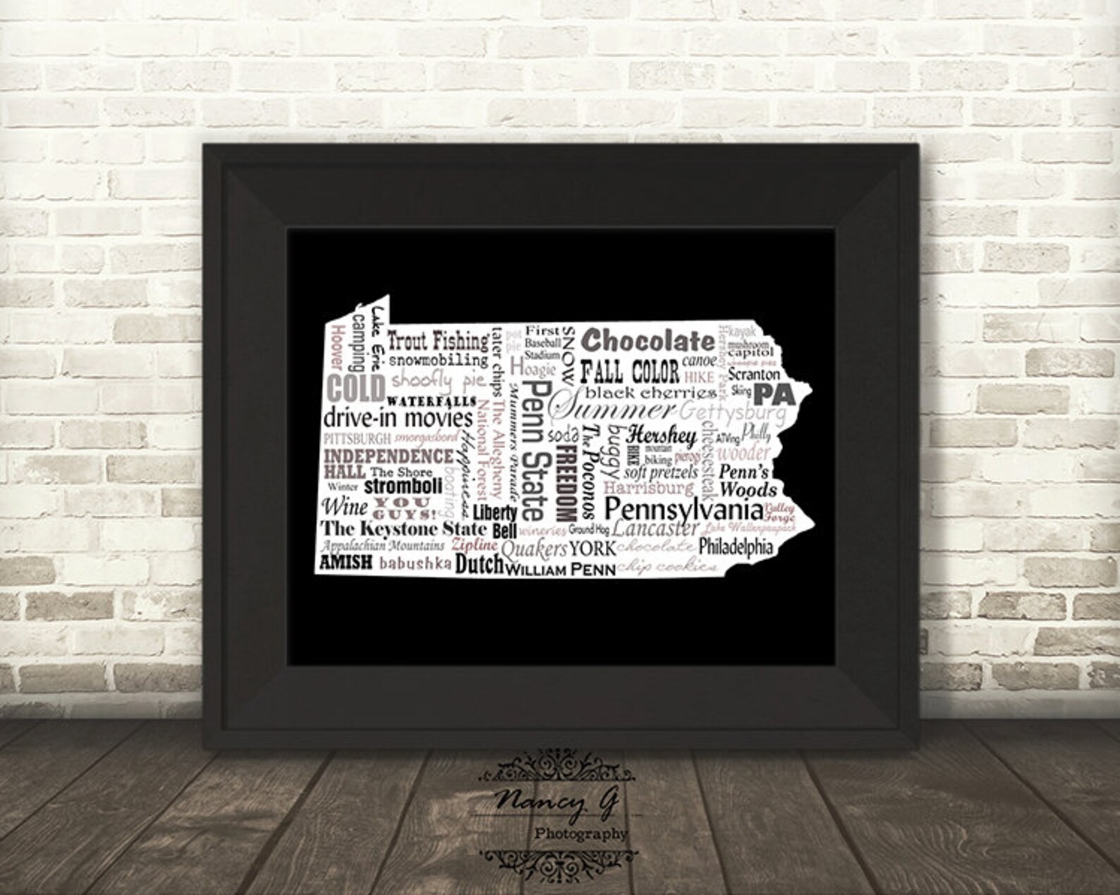 Pennsylvania Slogans, Word Art, Typography, Map, Pennsylvania Print, PA ...