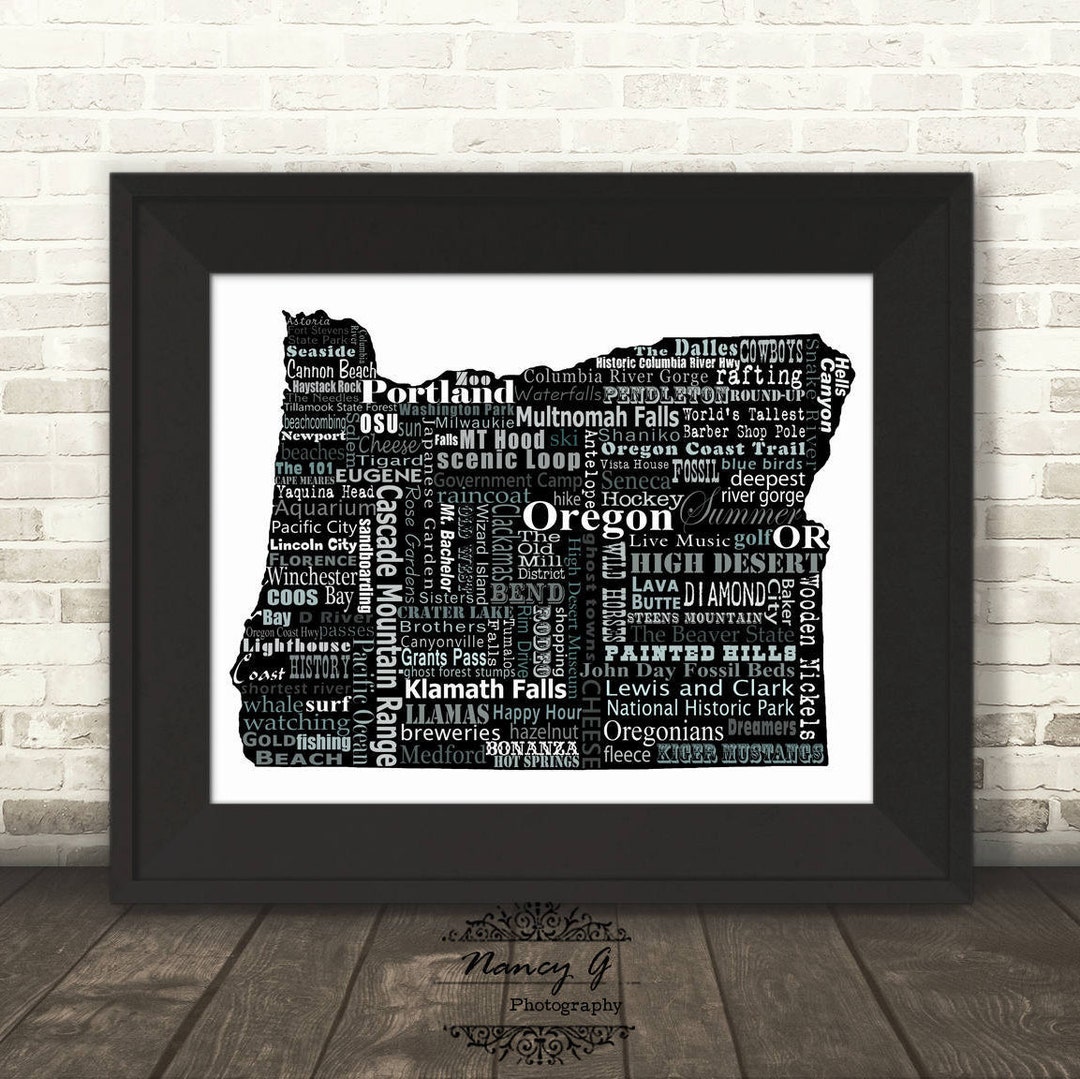 Oregon Slogans, Word Art, Typography, Oregon Map, Oregon, Oregon Print ...