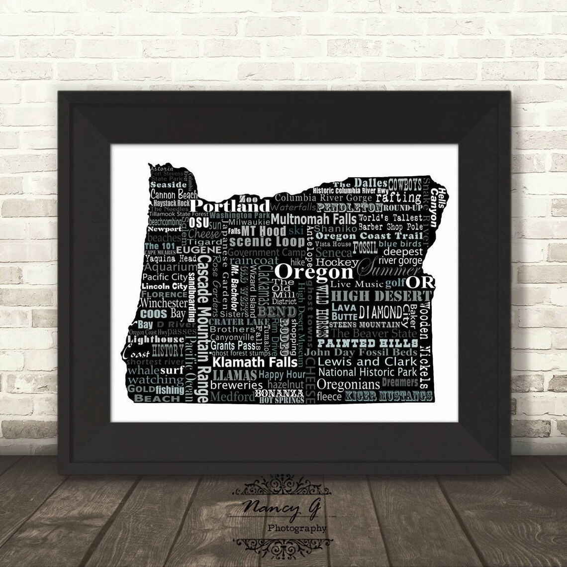 Oregon Slogans Word Art Typography Oregon Map Oregon | Etsy