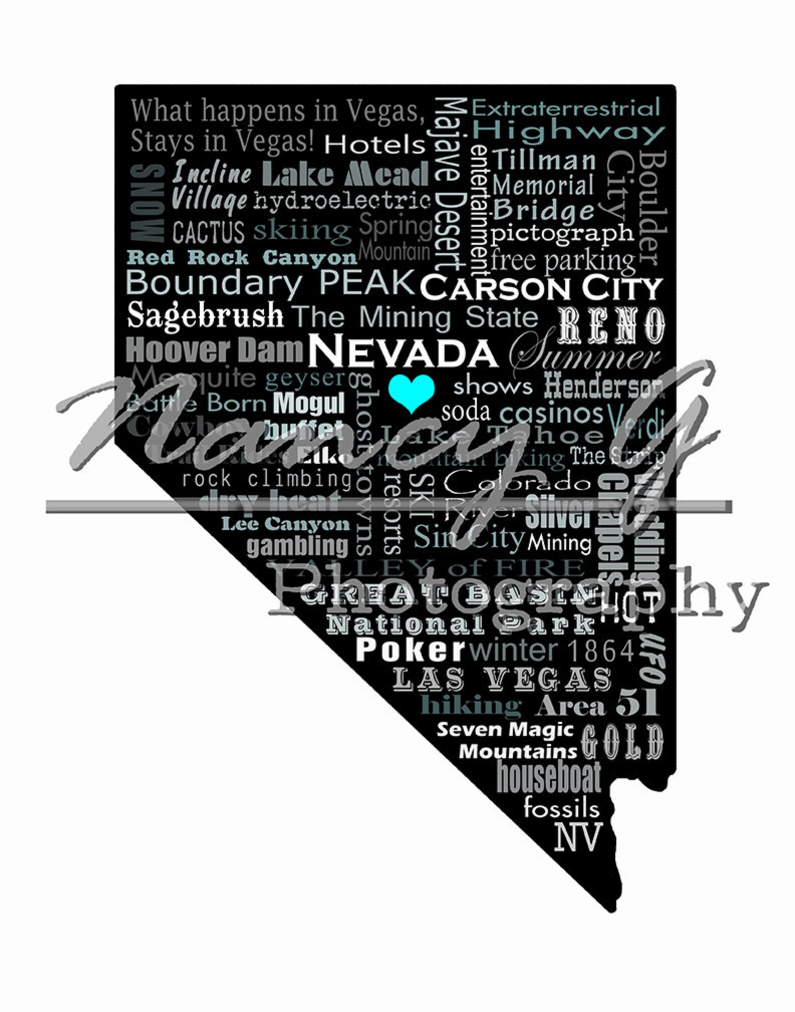 Nevada Word Art Typography Nevada Nevada Print Slogans - Etsy Singapore