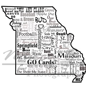 Missouri Slogans, Word Art, Typography, Map, Missouri Print, MO, Fine ...
