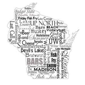 Wisconsin Slogans, Word Art, Typography, Map, Wisconsin, Wisconsin ...