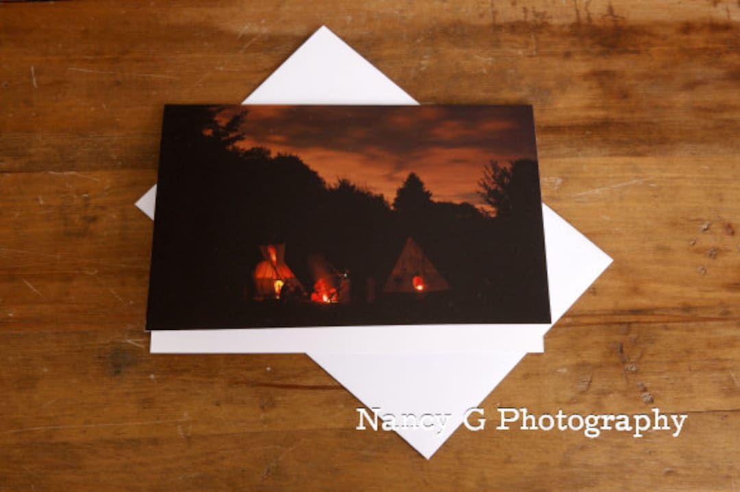 Greeting Card, Stationary, Native American Indian, Tepees, Blank Card ...