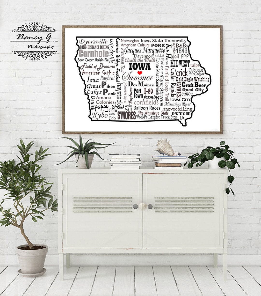 Iowa Word Art, Typography, Map, Iowa, Iowa Print, Slogans, Fine Art ...