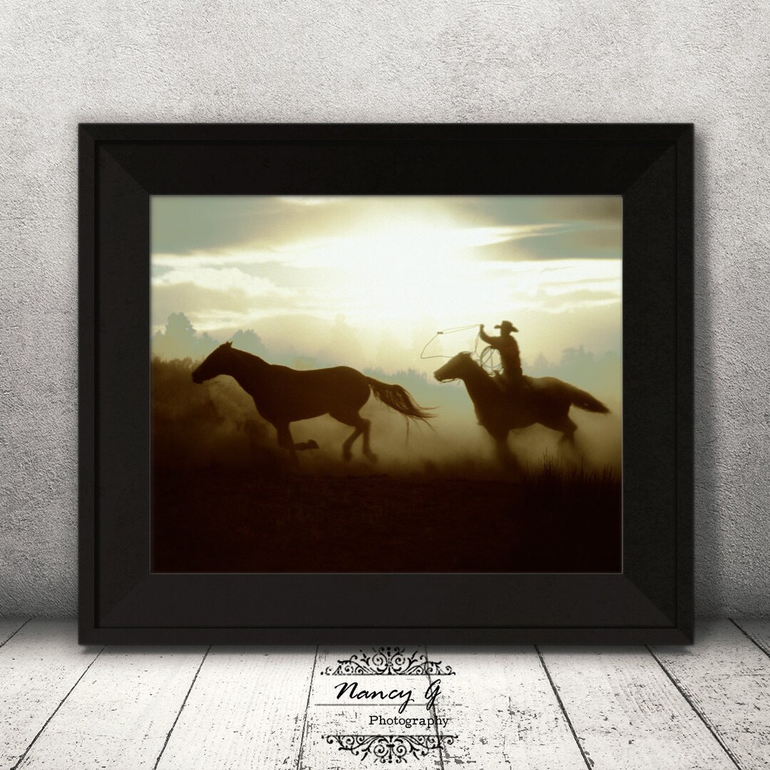 Cowboy Print, Western Print, Cowboy Horseback, 8x10 Print, Western ...