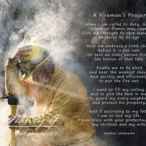 Firemans Prayer, Firefighter Prayer Print, Firefighter Wall Art, Prayer ...