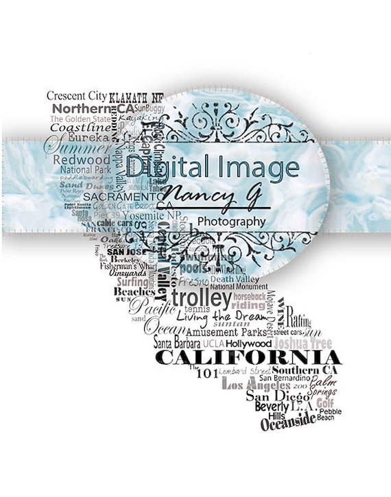 State California Word Art Downloadable Printed Art Wall Art | Etsy