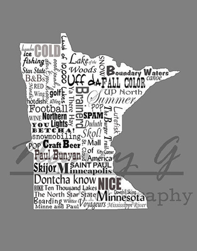 Minnesota Slogans, Word Art, Typography, Map, Minnesota, Minnesota ...
