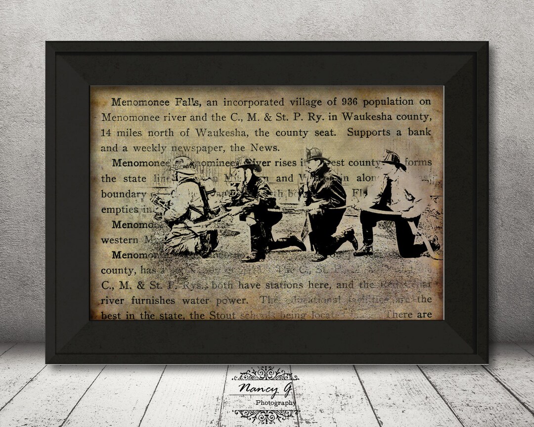 Vintage Firefighters, Firefighters Print, Custom City, Wall Art, Fine ...