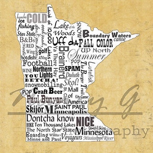 Minnesota Slogans, Word Art, Typography, Map, Minnesota, Minnesota ...