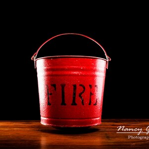 Fire Water Bucket Print, Firefighter Bucket, Fire Department Print ...