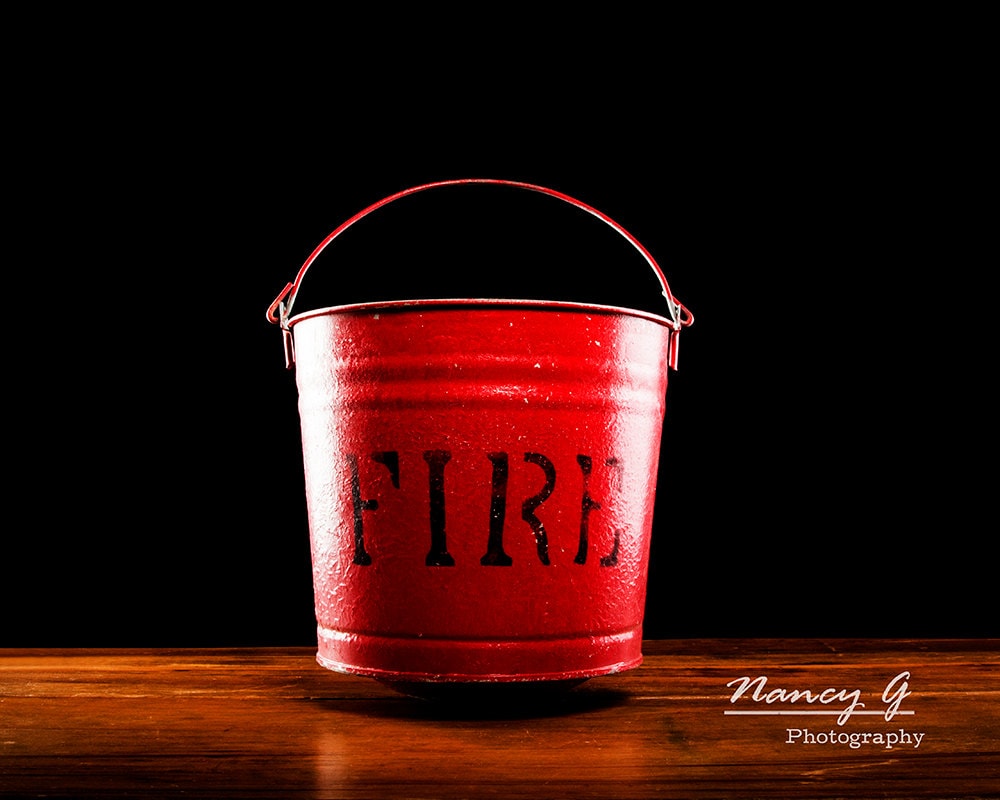 Fire Water Bucket Print, Firefighter Bucket, Fire Department Print ...