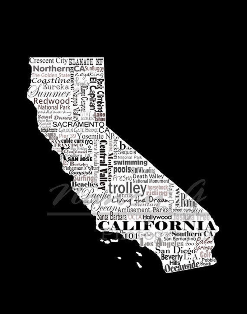 California Slogans, Word Art, Typography, California Map, California ...