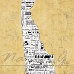 Delaware Slogans, Word Art, Typography, Map, Delaware, Delaware Print ...