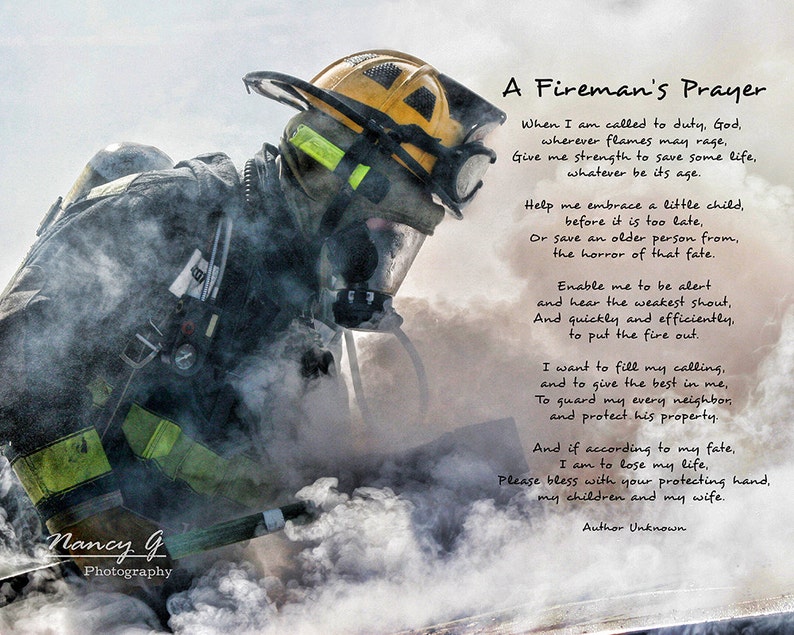 Firemans Prayer, Firefighter Prayer Print, Firefighter Wall Art, Prayer ...