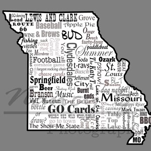 Missouri Slogans, Word Art, Typography, Map, Missouri Print, MO, Fine ...