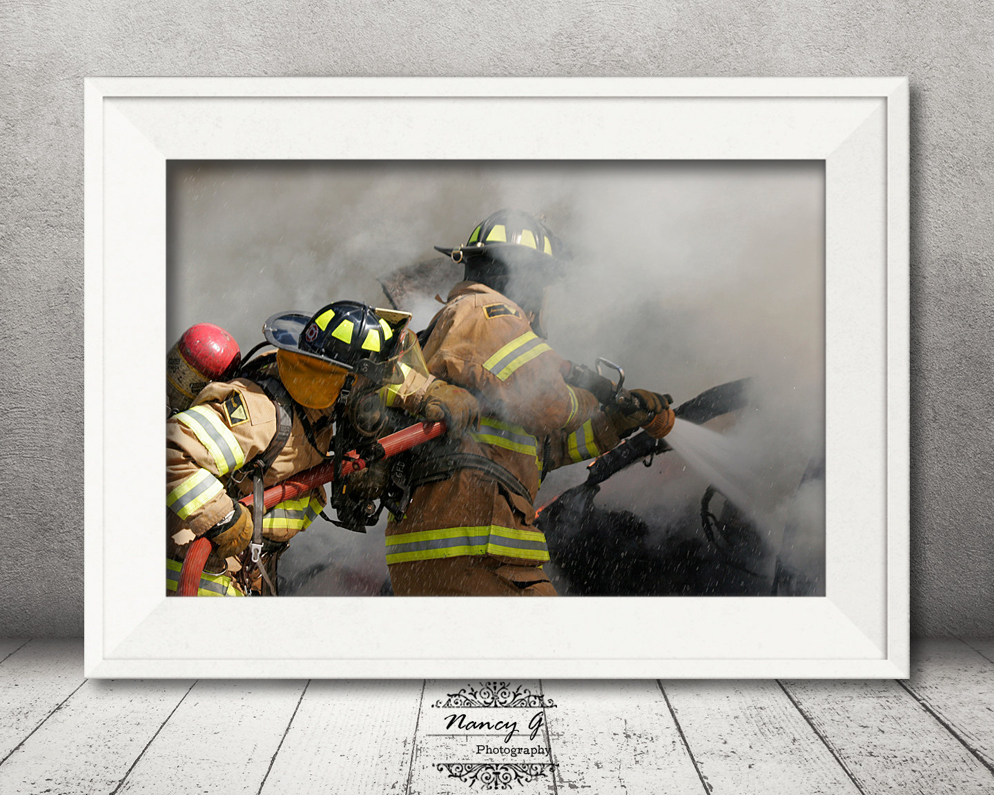 Firefighters Print Car Fire Print Firefighter Gift Fine Art | Etsy