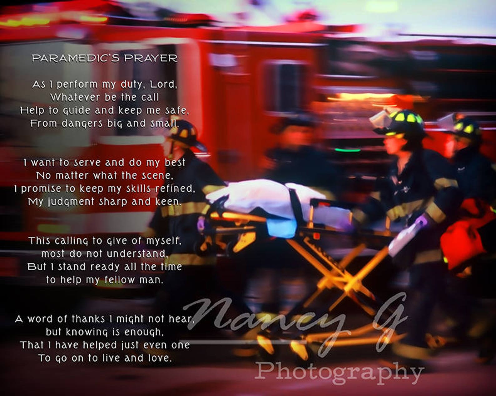 Paramedics Prayer, Firemedic Prayer Print, Firefighter Wall Art, Prayer Print, Inspirational ...