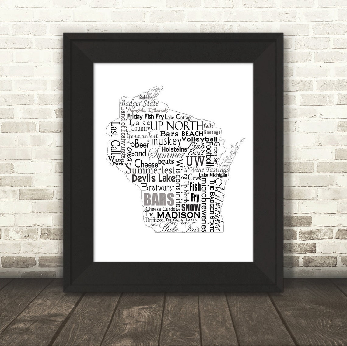 Wisconsin Slogans Word Art Typography Map Wisconsin - Etsy