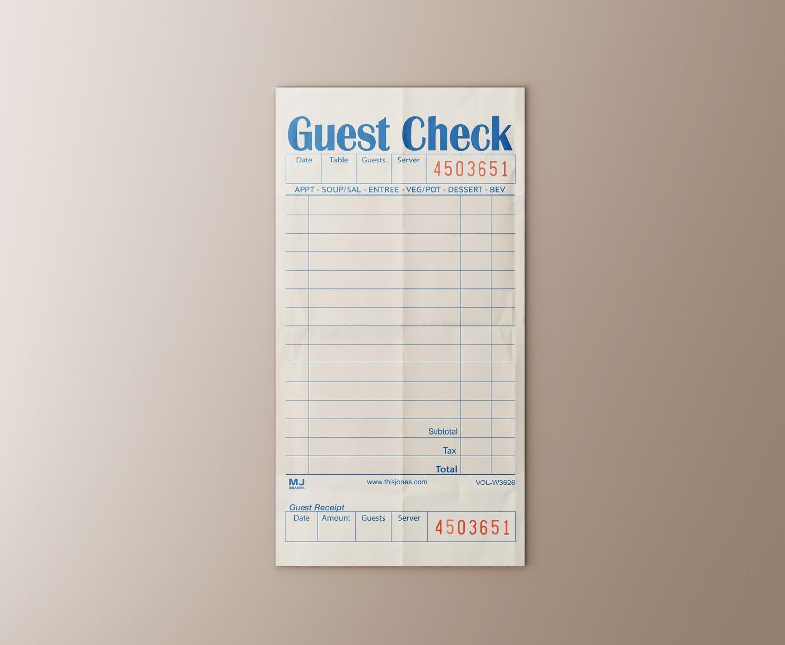 The Guest Check – Digital Artwork | Print | Template for Your ...
