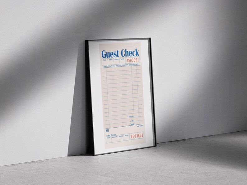The Guest Check – Digital Artwork | Print | Template for Your ...