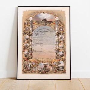 Freemason Certificate, Masonic Member Registration, Antique Freemasonry ...
