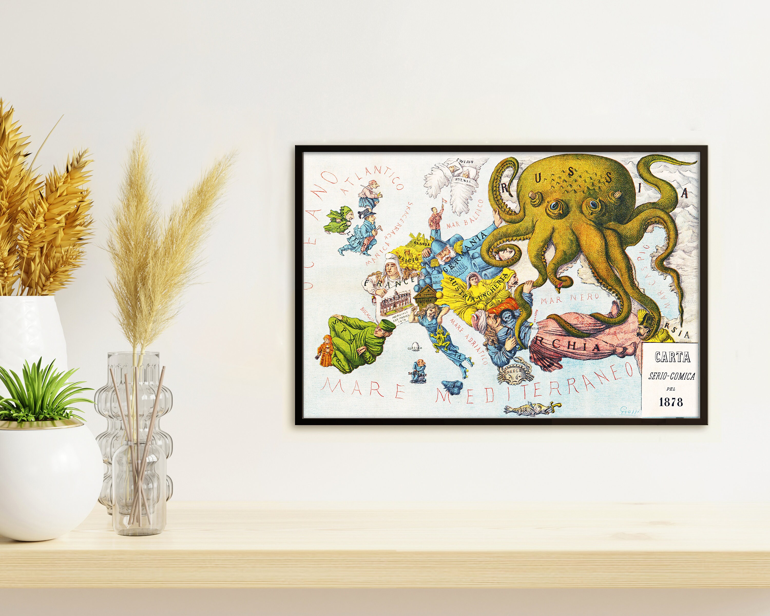 Funny World Map From 1878 Carta Comica by Augusto Gross - Printable ...