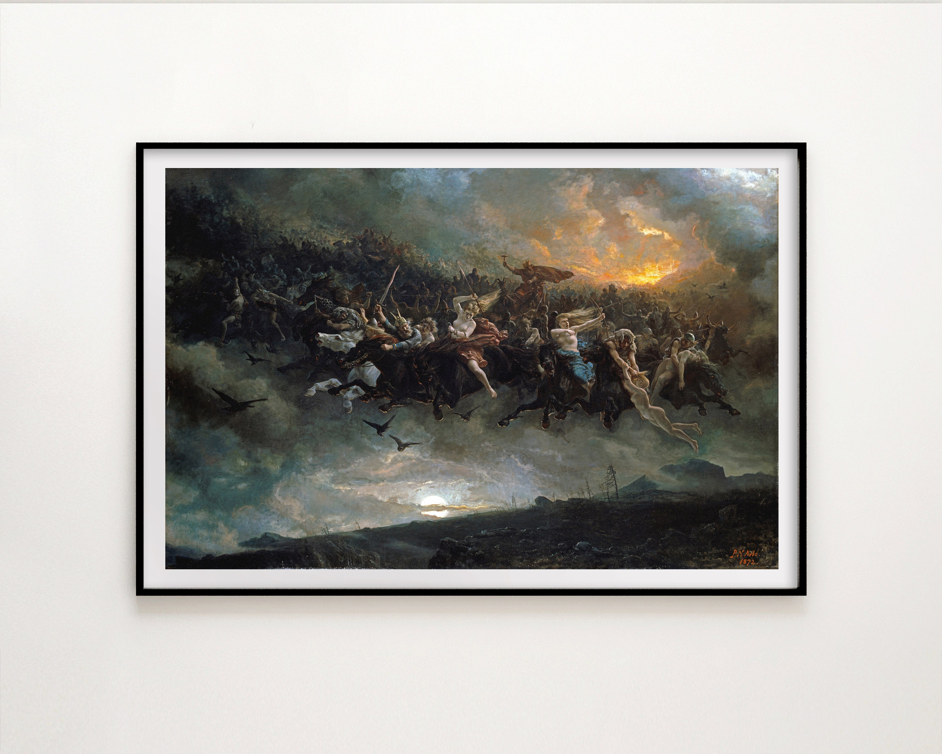 The Wild Hunt of Odin, 1872 Oil Painting. the Ride of Asgard. Vintage ...