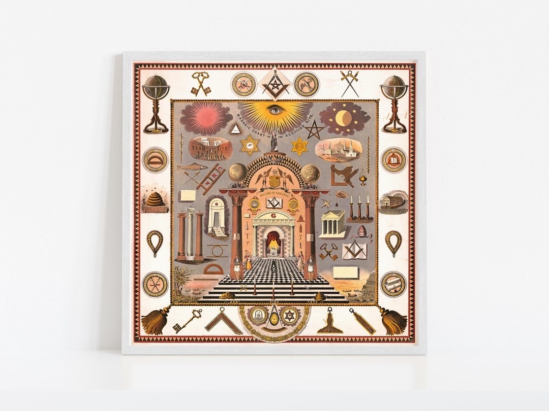 Masonic Chart of the Scottish Rite, Vintage Freemasonry Print, Masonic ...