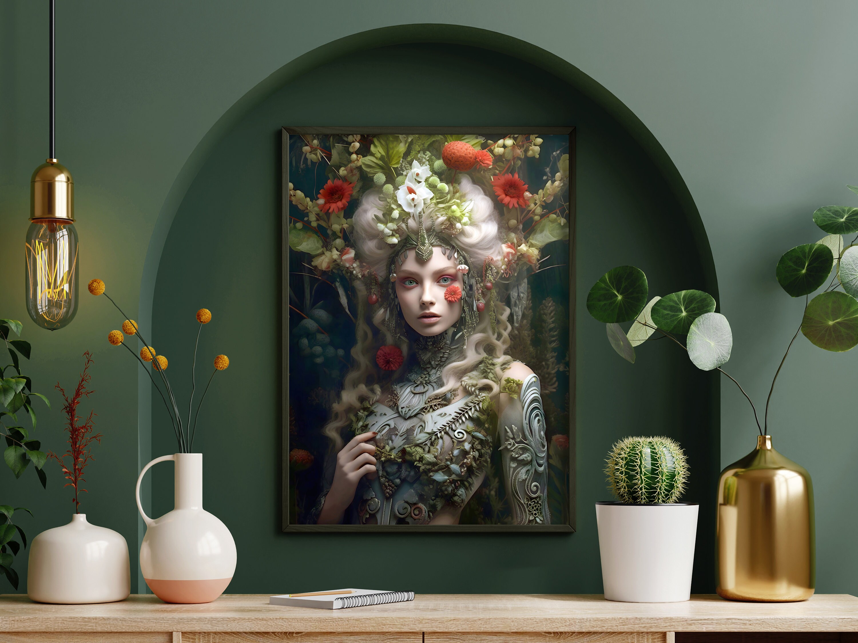 Enchanted Queen Portrait. Magic Forest. Druid Princess. Large Size ...