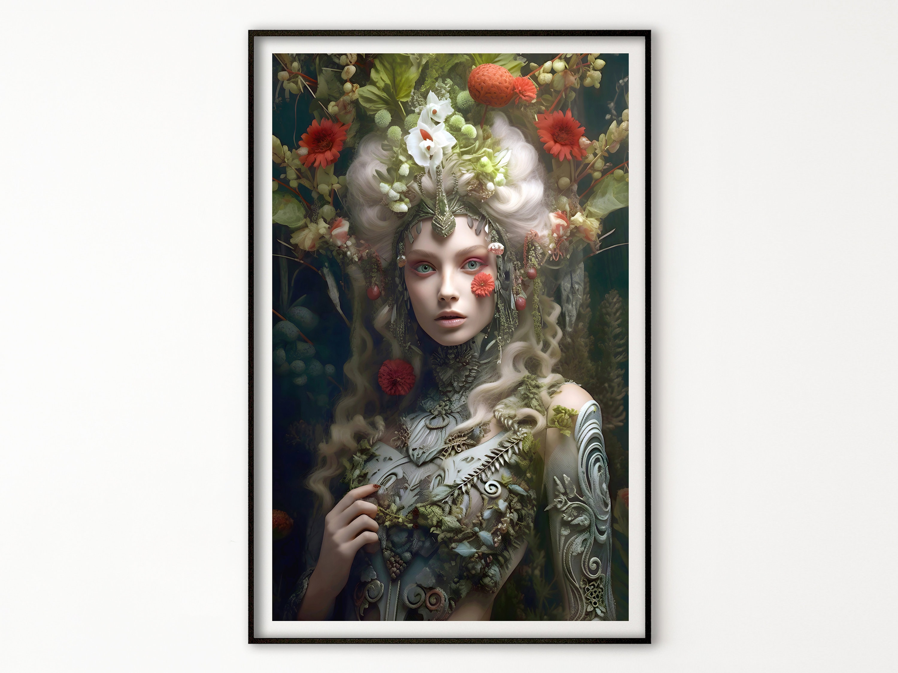 Enchanted Queen Portrait. Magic Forest. Druid Princess. Large Size ...