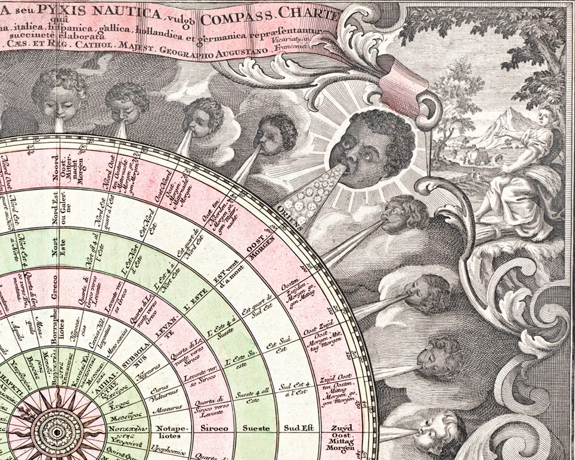 Map of Winds Antique Rare Wind Map From 1740. Printable File - Etsy