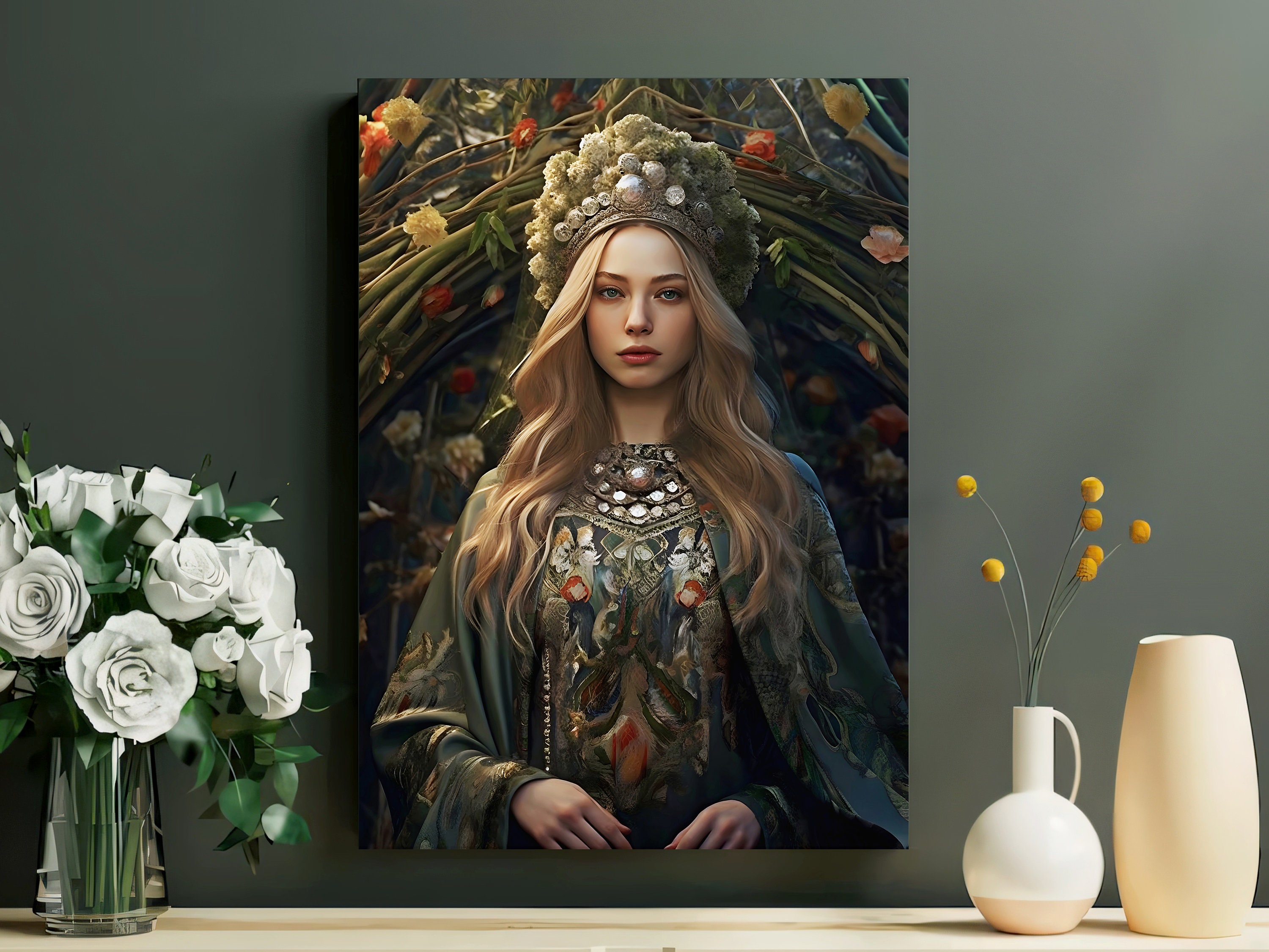 Forest Queen Portrait. Magic Forest Fairy. Druid Princess. Large Size ...
