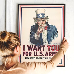 Uncle Sam Digital Print US Army Poster Drafting Wall Art Vintage ...