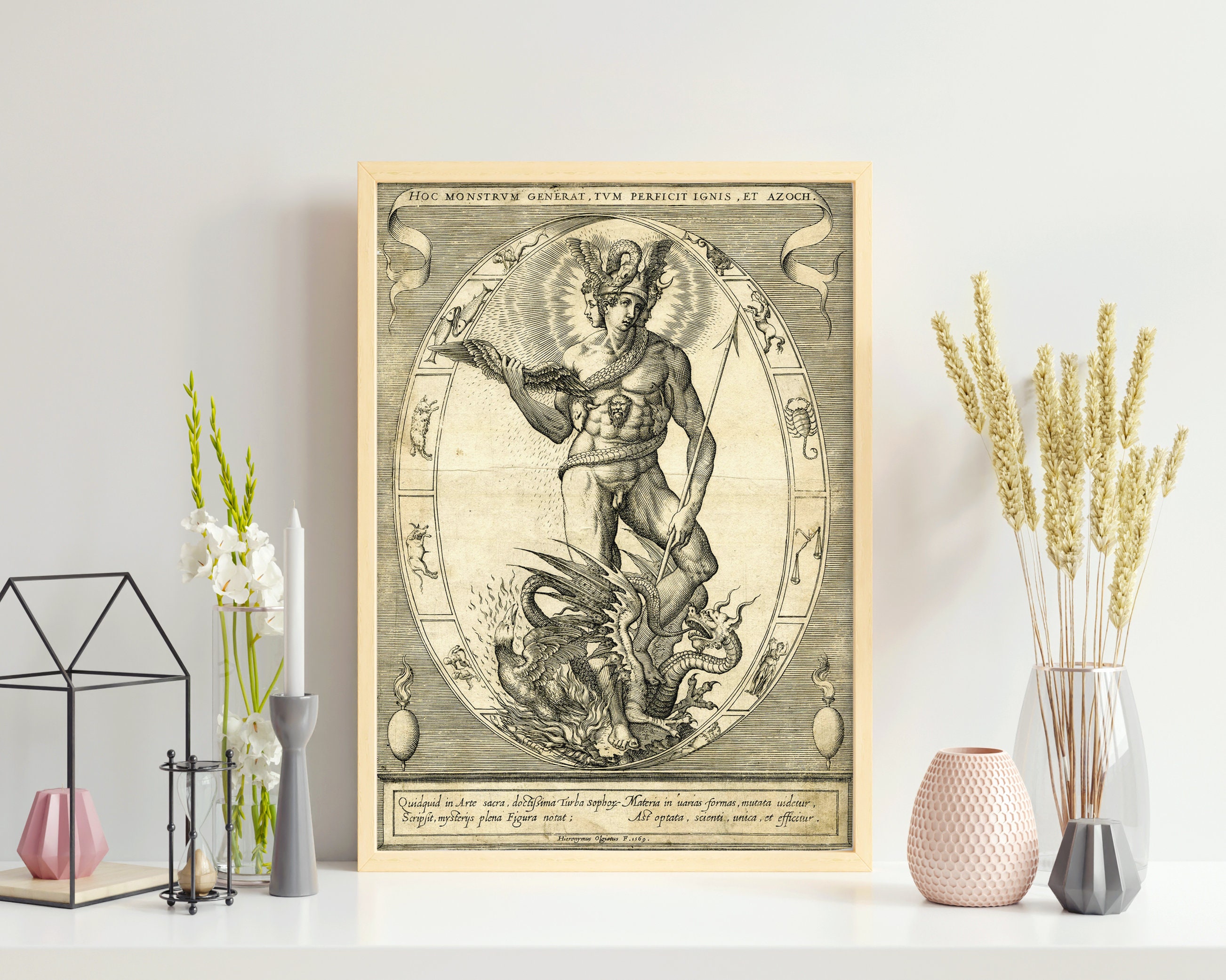 Vintage Alchemy Illustration From 16th Century. Mercury, Azoth or ...