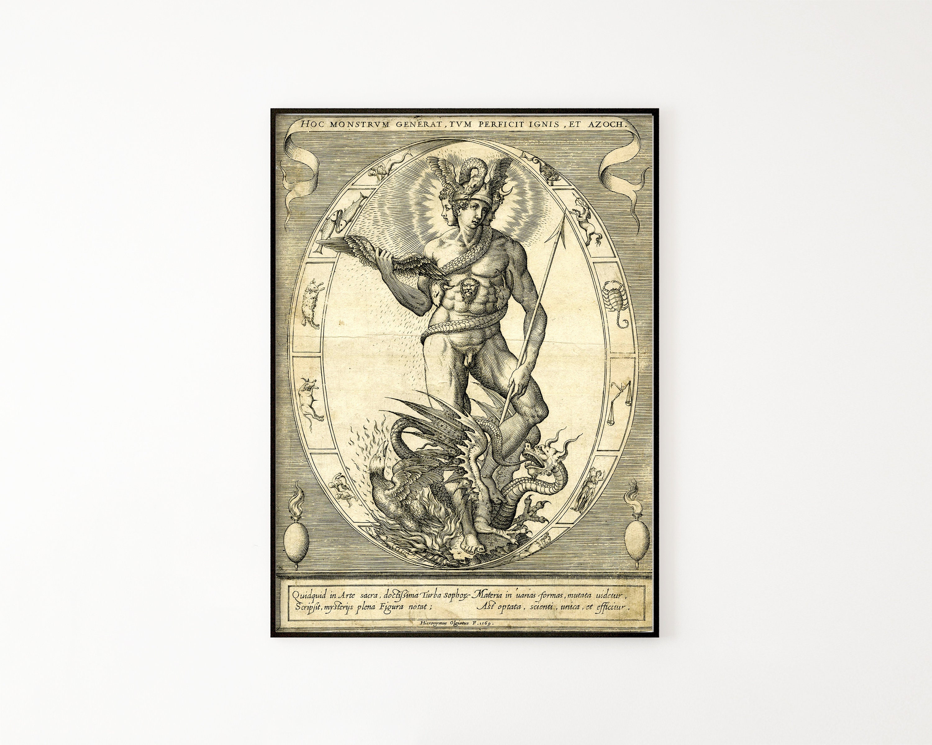 Vintage Alchemy Illustration From 16th Century. Mercury, Azoth or ...